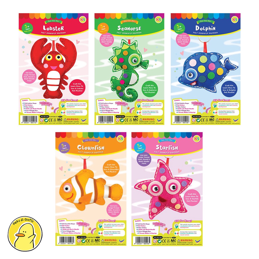 Felt Seaworld Sewing Plushie Keychain Kit (Kids Art & Craft) | Shopee ...