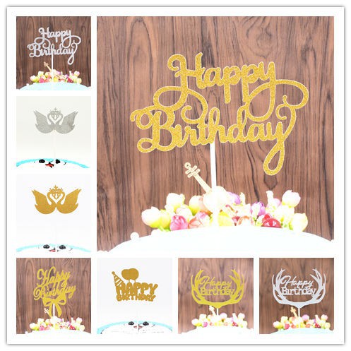 10pcs Happy Birthday Letter Cake Topper Dessert Table Decorations ...