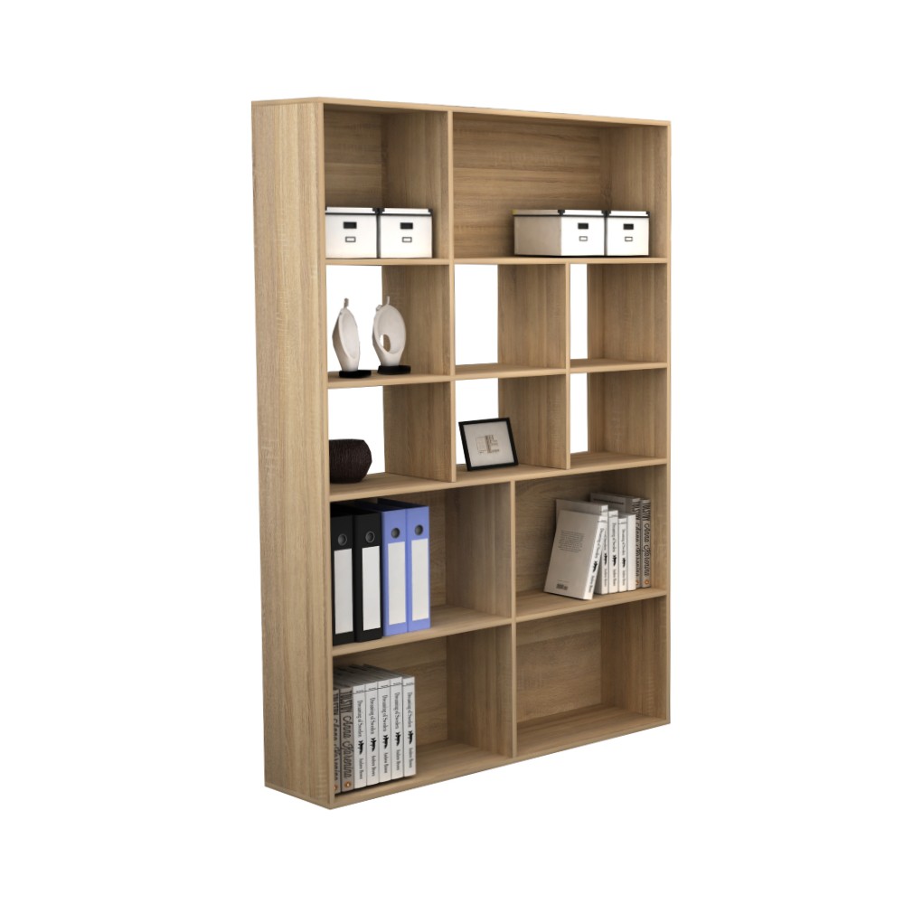 VHIVE Cambridge 1.2m Bookcase (120cm Oak Tall Storage Display Shelves ...