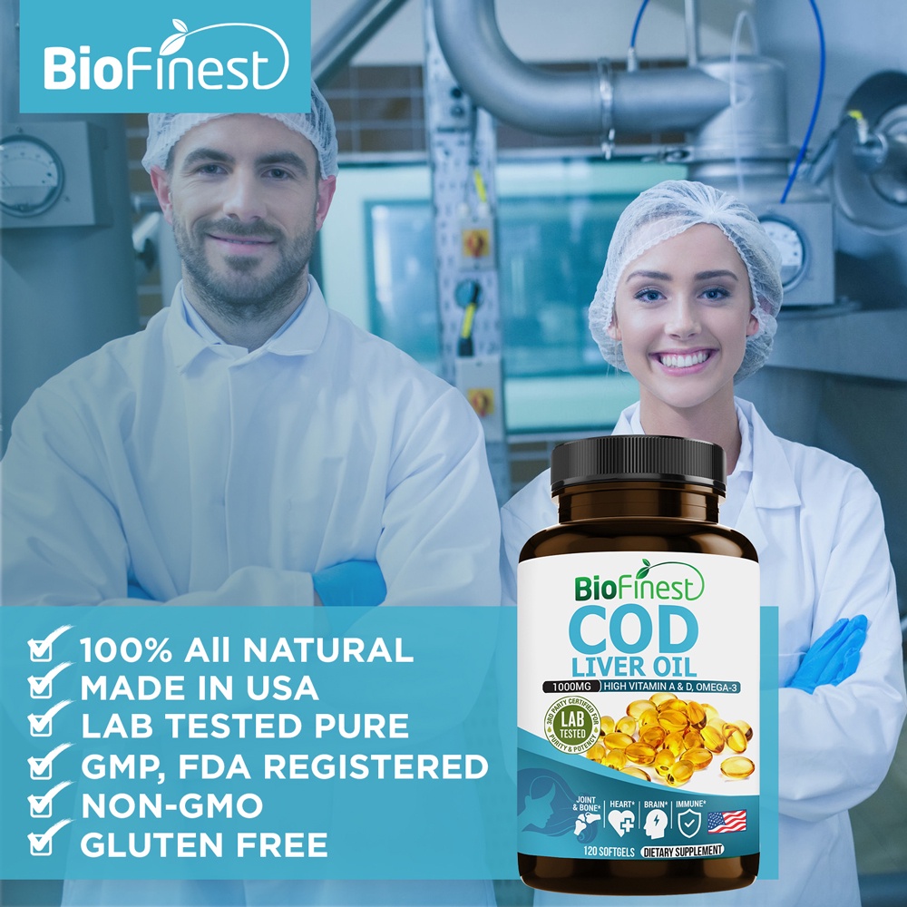 Biofinest Cod Liver Oil 1000 mg - Arctic Cod Fish Vitamin A D Omega 3 ...