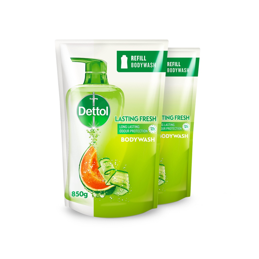 [Bundle of 2] Dettol Anti-Bacterial Body Wash Lasting Fresh Refill 850g ...