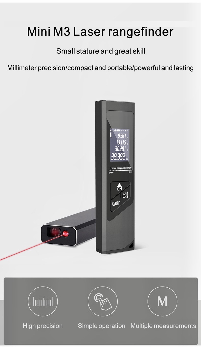 SMARTECK Laser Distance Meter Digital 40M Rangefinder Measure Tape ...