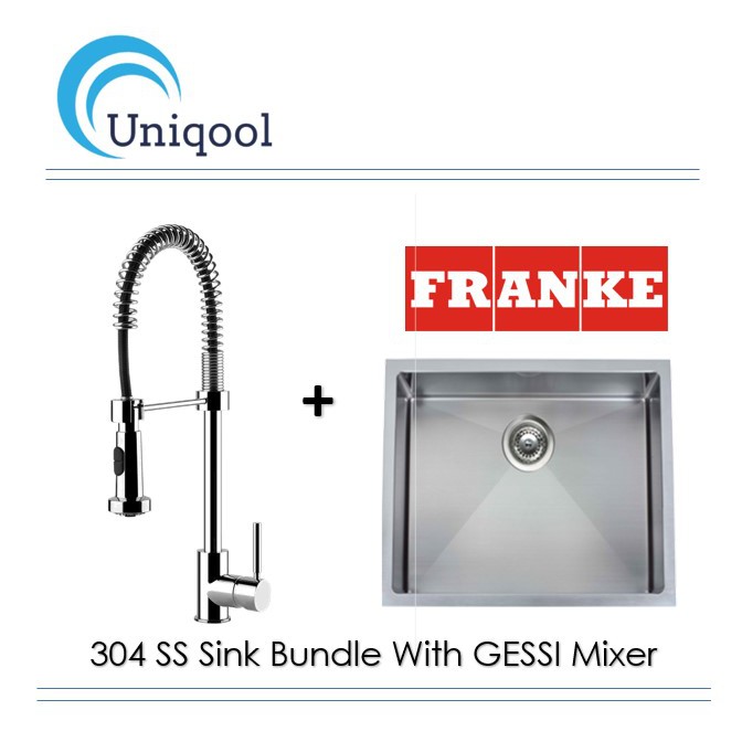 FRANKE 580MM SS304 Single Bowl Sink Bundle With GESSI Pull-Down Mixer ...