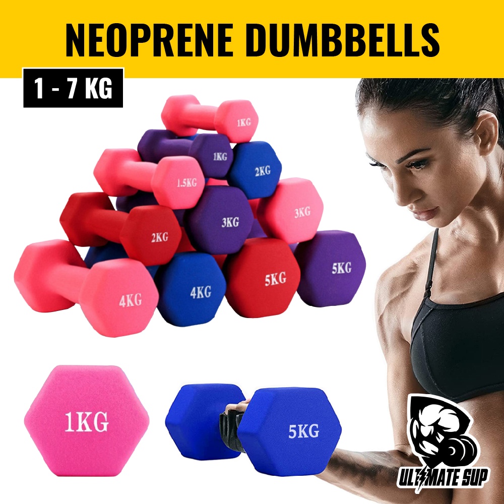 UltimateSup Neoprene Dumbbell, Dumbbell Set, 7kg 6kg 5kg 4kg 3kg 2kg ...