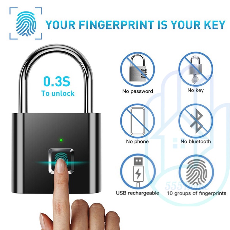 [SG] Travel Fingerprint Lock /USB Rechargeable Padlock /Waterproof ...
