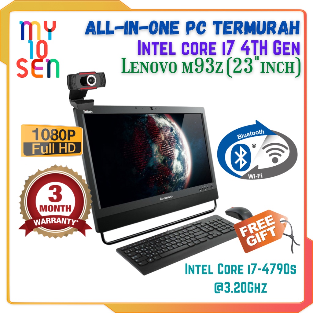 PC AIO All-in-ONE Lenovo ThinkCentre M93z i7 4th Display 23"inch FULLHD ...
