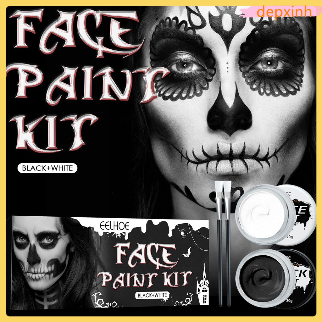 in stock Eelhoe Face Paint Set Halloween Black And White Body Paint ...