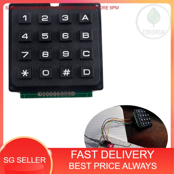 16 Keys Matrix Keypad 4x4 Membrane Keyboard Module Array Switch for Arduino UNO R3 | Shopee ...