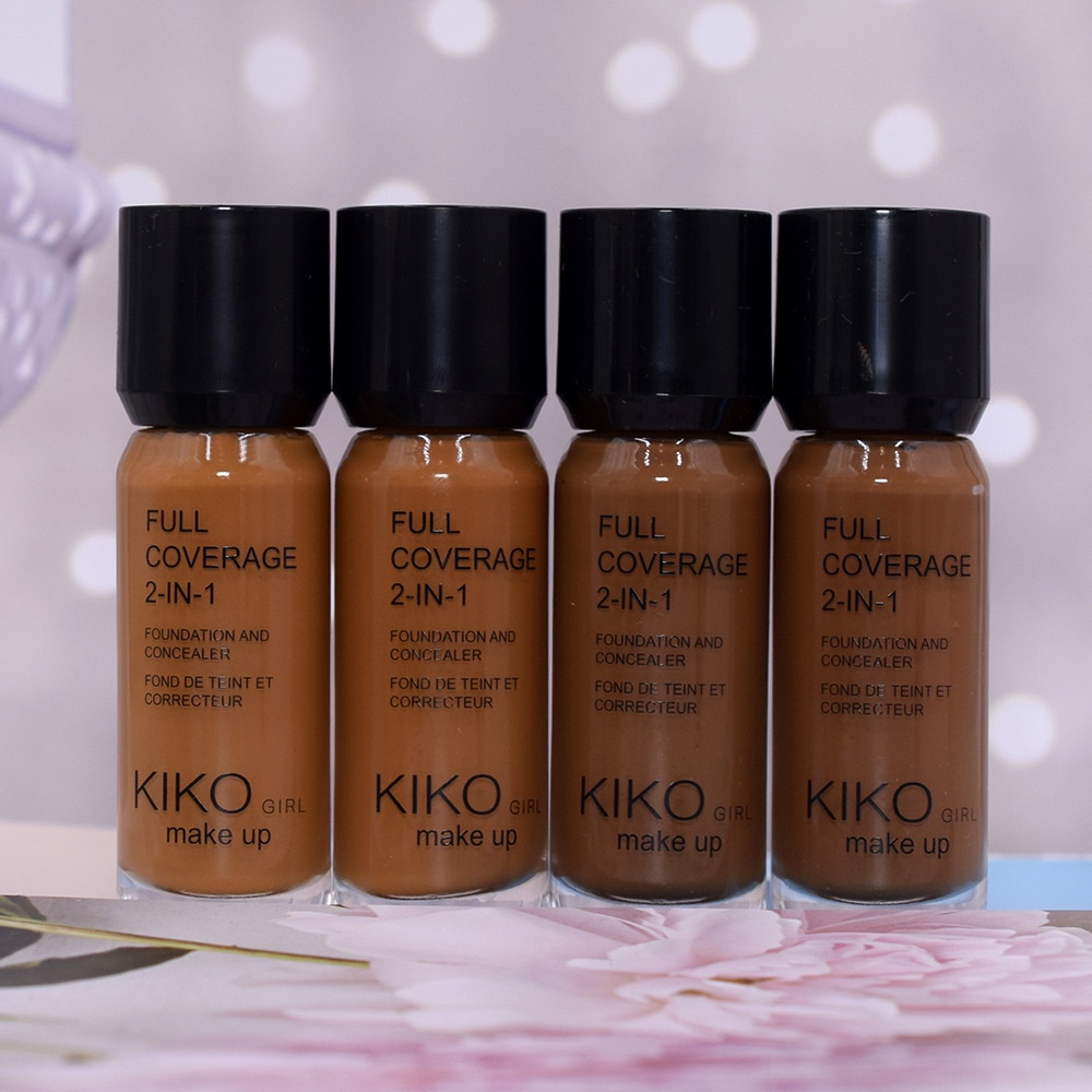 KIKO Liquid Foundation Full Coverage 2-in-1 Dark Skin Tone Glass Bottle ...