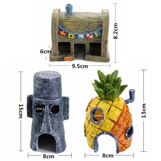 Cute Spongebob Aquarium House Decoration Cartoon Tree Man Fish Tank ...