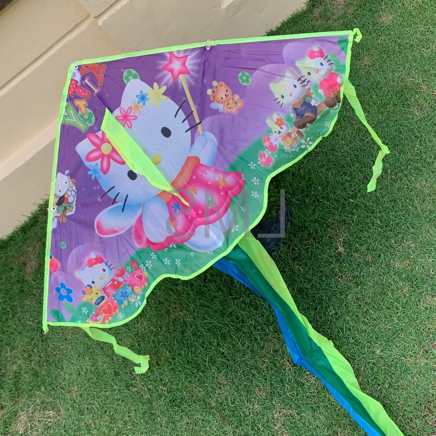 LMSTOYS 1.0m Fairy Hello Kitty Delta Kite children kite FREE BENANG 30M ...