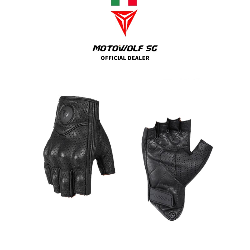 Motowolf Leather Half-Finger Riding Gloves | Shopee Singapore