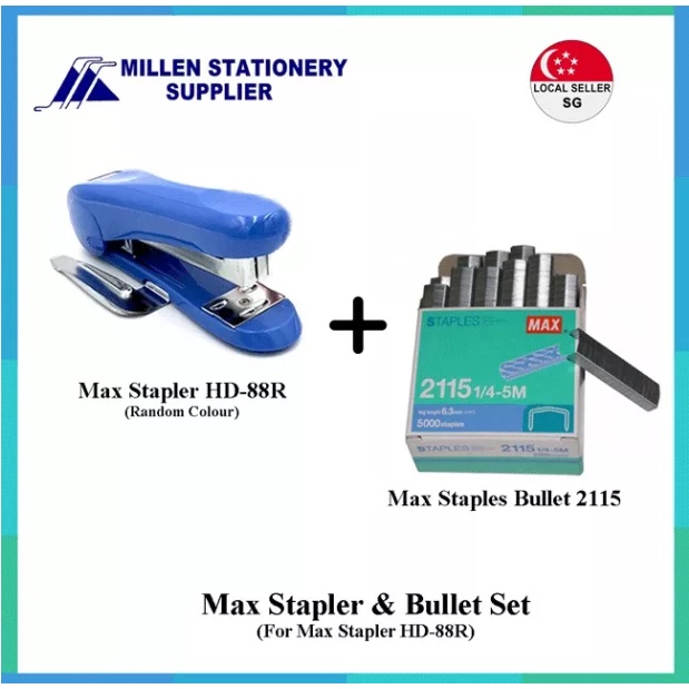 [Bundle Set] Max Stapler with Staples Bullet Set (HD-88R) *Original ...