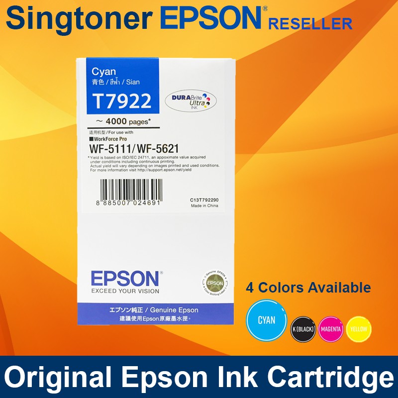 Epson T7921 T7922 T7923 T7924 Black Cyan Magenta Yellow Ink Cartridge ...