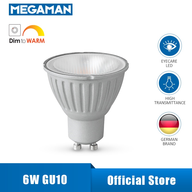 Megaman LED DIM To Warm 6W GU10 2800K Warm White 35D Ideal Replacement ...
