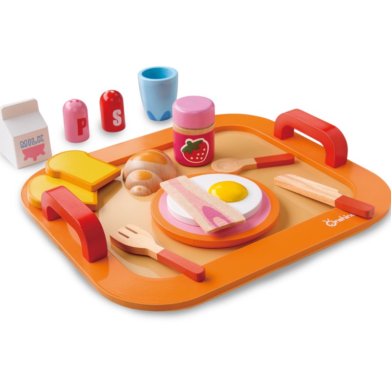 Kids Girls Pretend Play Toy Set Simulated Wooden Breakfast Sets Wood ...