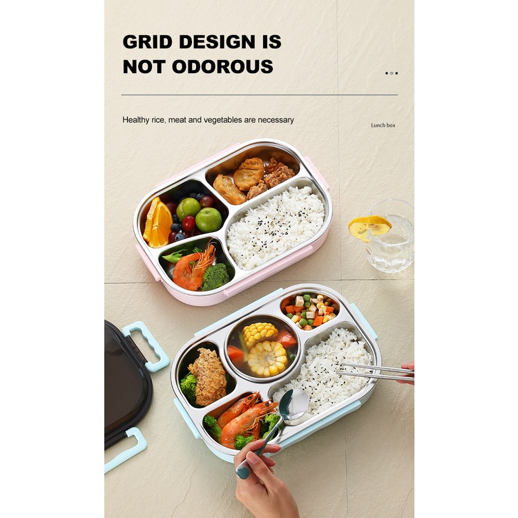 High Quality Tiffin Lunch Bento Box With Cutlery Compartment Stainless ...