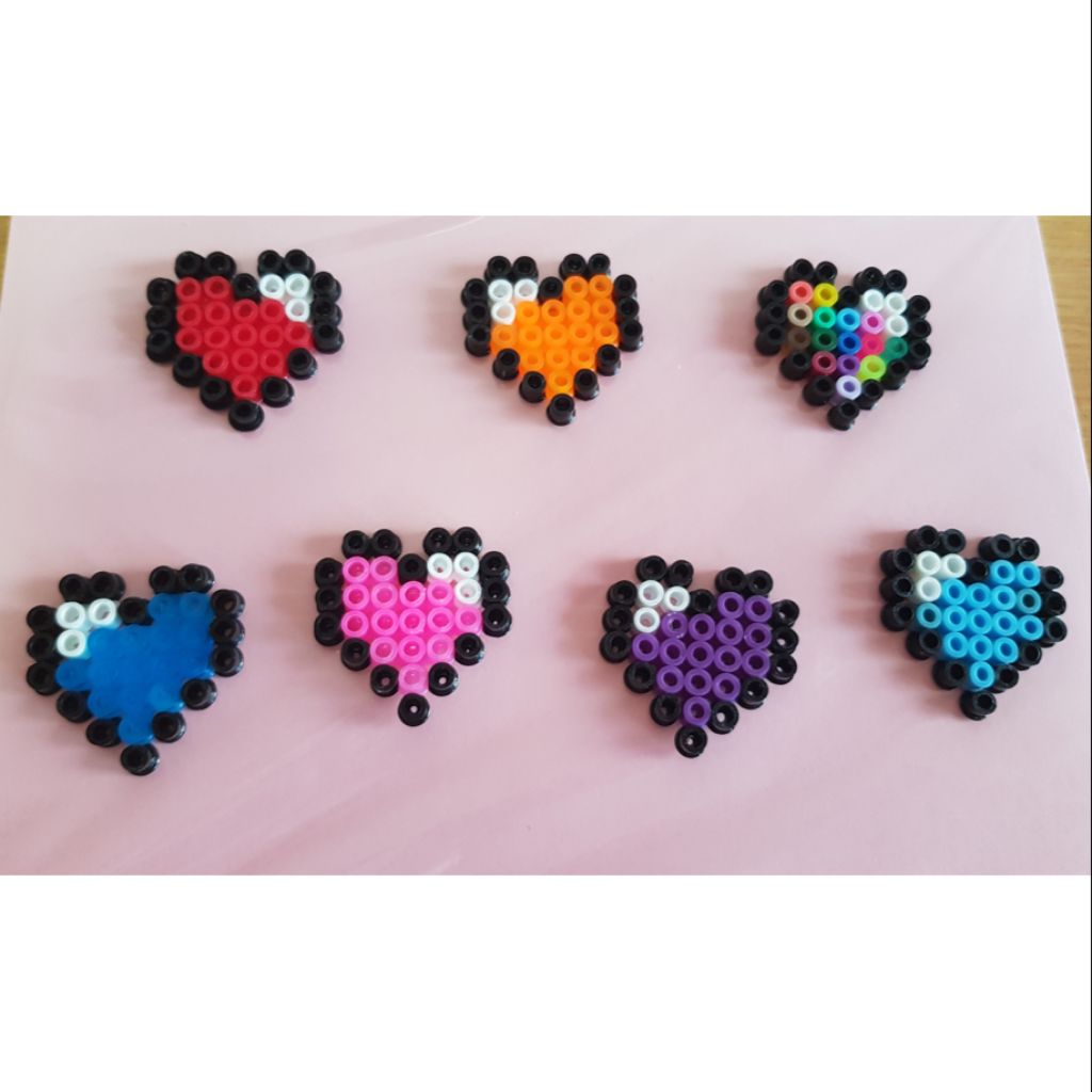 Handmade pyssla beads/perler beads hearts | Shopee Singapore