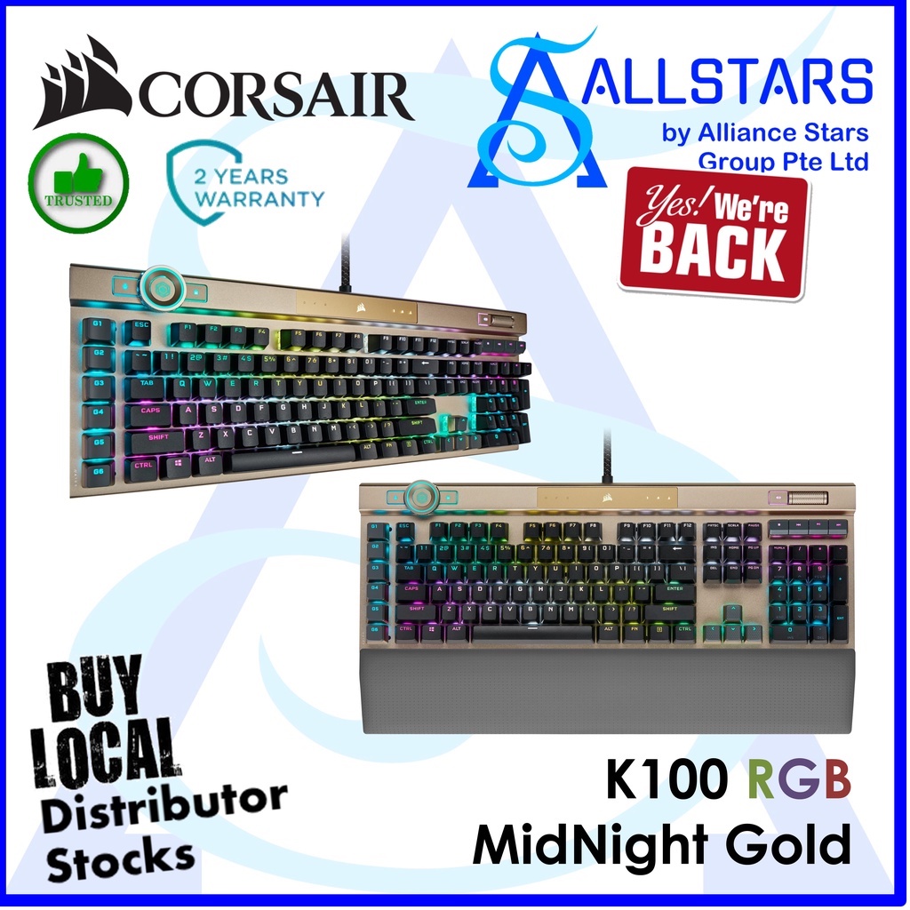 CORSAIR K100 RGB (MIDNIGHT GOLD) Optical-Mechanical Gaming Keyboard (CH ...