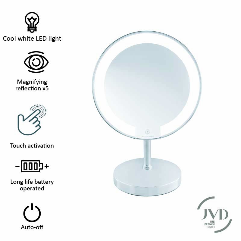 JVD Cosmos Desktop Cosmetic Mirror with light and 5X Magnification | Shopee Singapore
