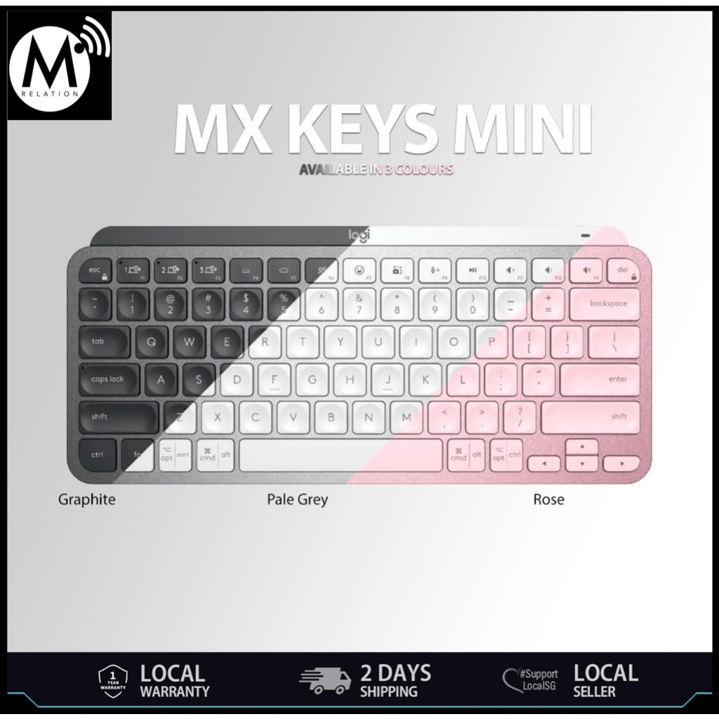 Logitech MX Keys Mini Minimalist Wireless Illuminated Keyboard, Compact, Bluetooth, Backlit, USB ...