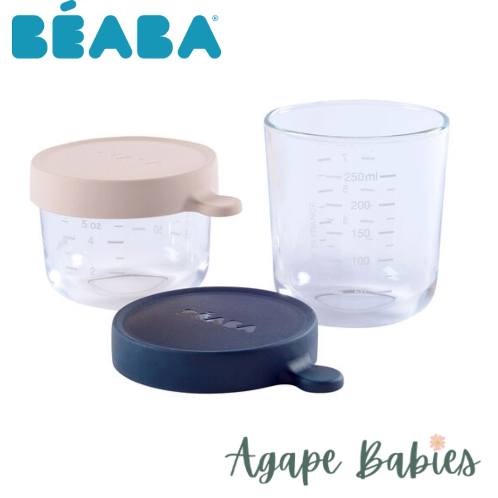 912654 Beaba Set of 2 Glass Containers (1*150 Ml Pink/1*250 Ml Dark ...
