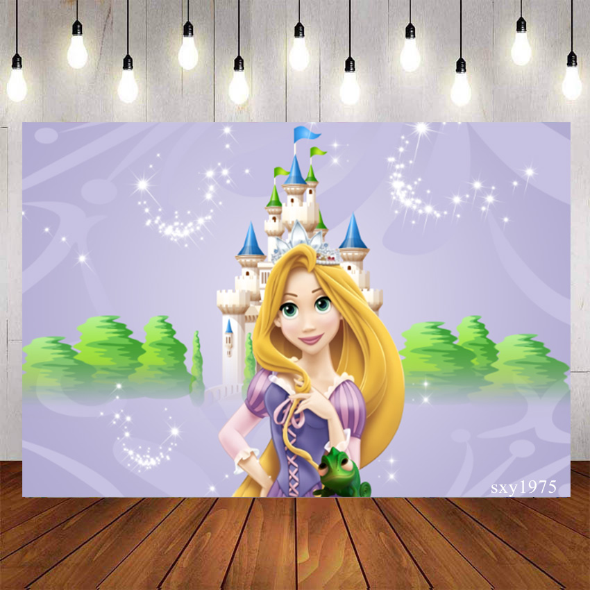Tangled Rapunzel Princess Backdrop For Photography Baby Shower Purple ...