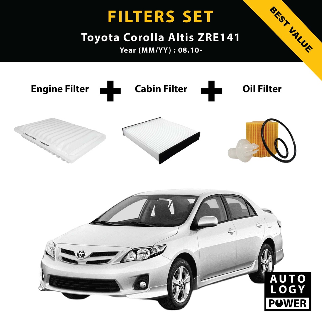 Toyota Corolla Altis ZRE141 [08.10-] Filters Set | Engine Filter ...