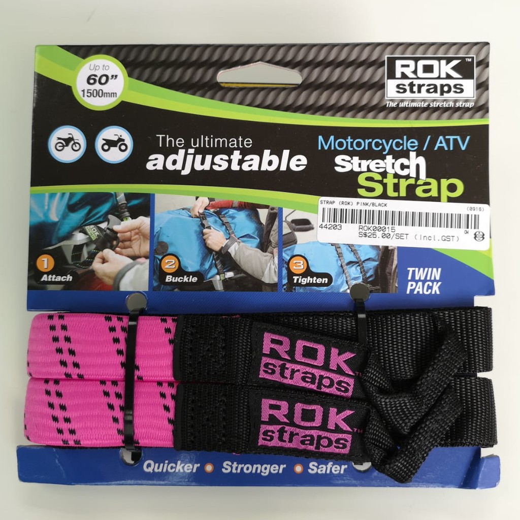 MOTORCYCLE STRETCH BUNGEE STRAP (ROK Straps) PINK/BLACK | Shopee Singapore