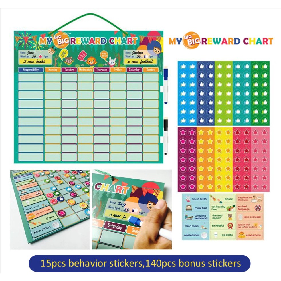 Magnetic Reward Activity Responsibility Chart Calendar Kids Schedule ...