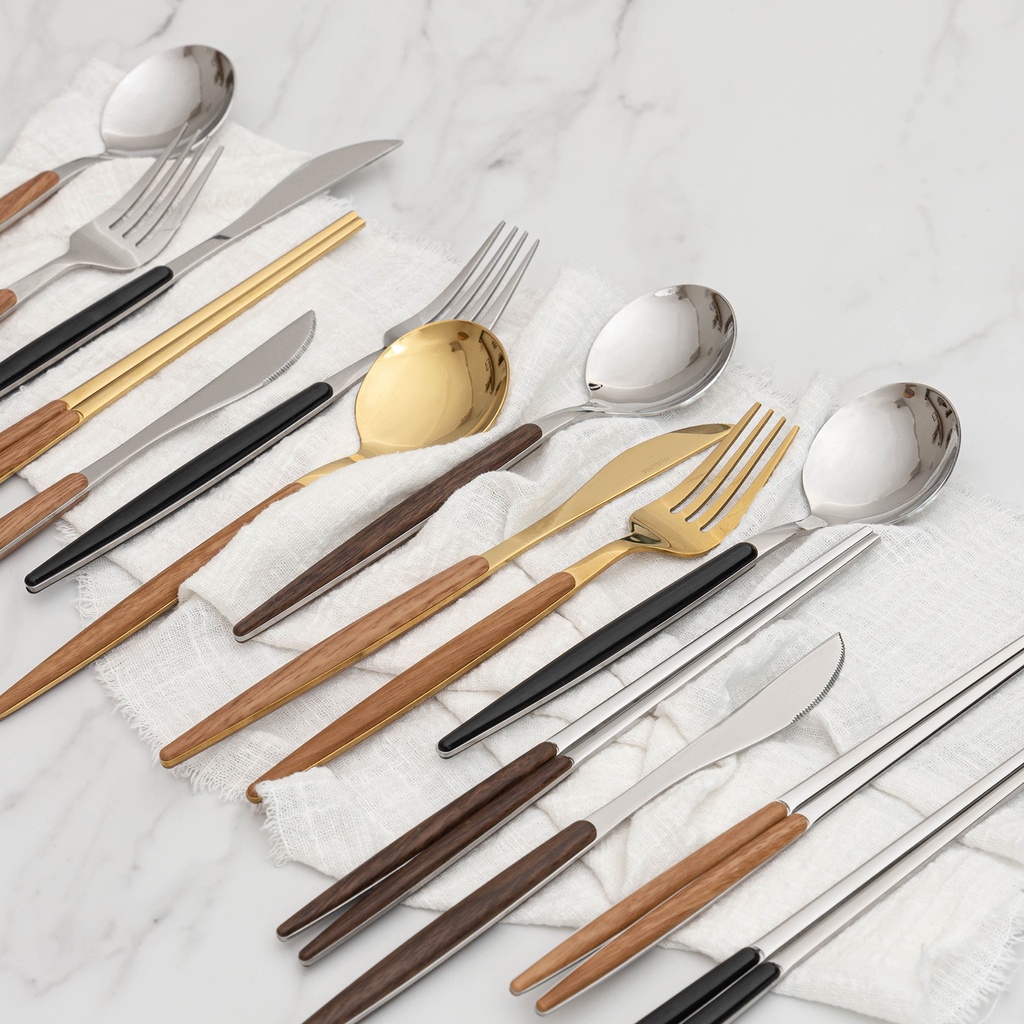 Stainless Steel Dinner Cutlery 4p Set Korean Spoon Fork knife ...