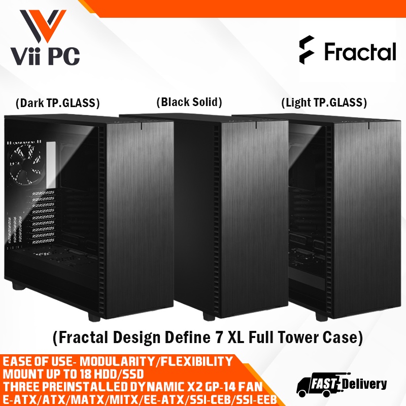 Fractal Design Define 7 XL Black Tempered Glass Window or Solid Panel E ...