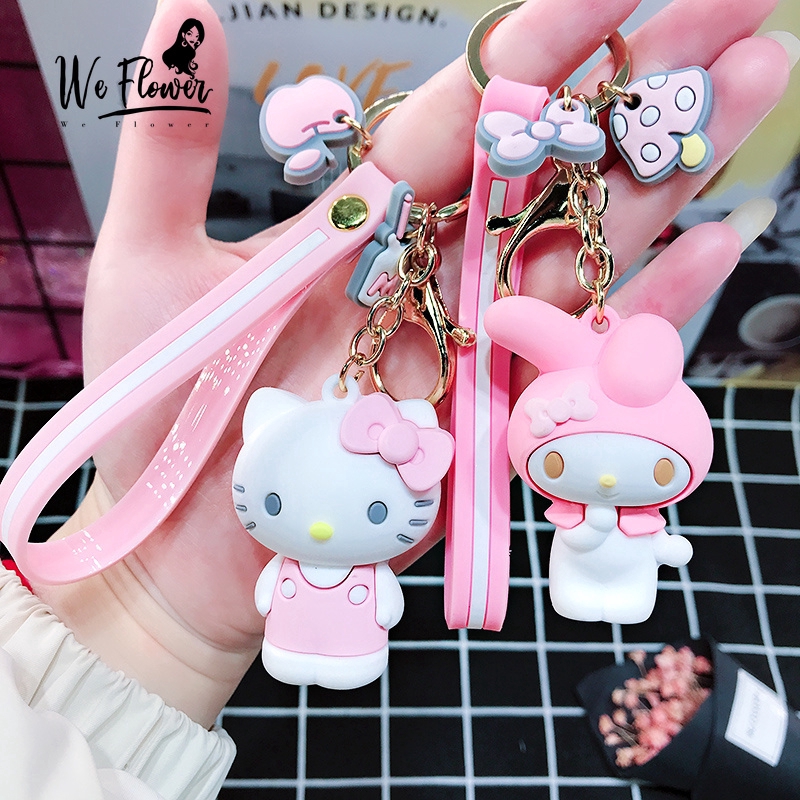 We Flower Lovely Girls Pink Melody Hello Kitty Pendant Keychain Lanyard ...
