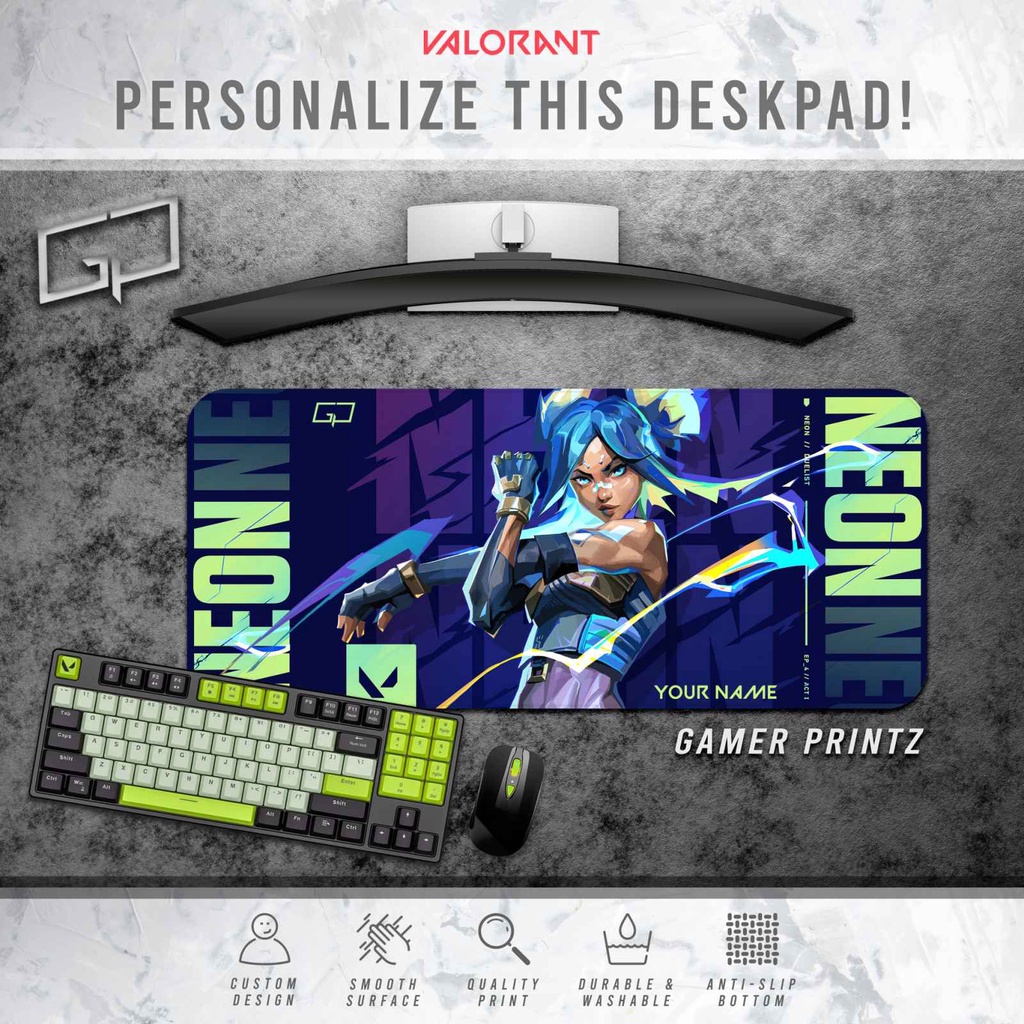 Customized Valorant NEON Gaming Desk Pad/ Mouse Pad by Gamer Printz ...