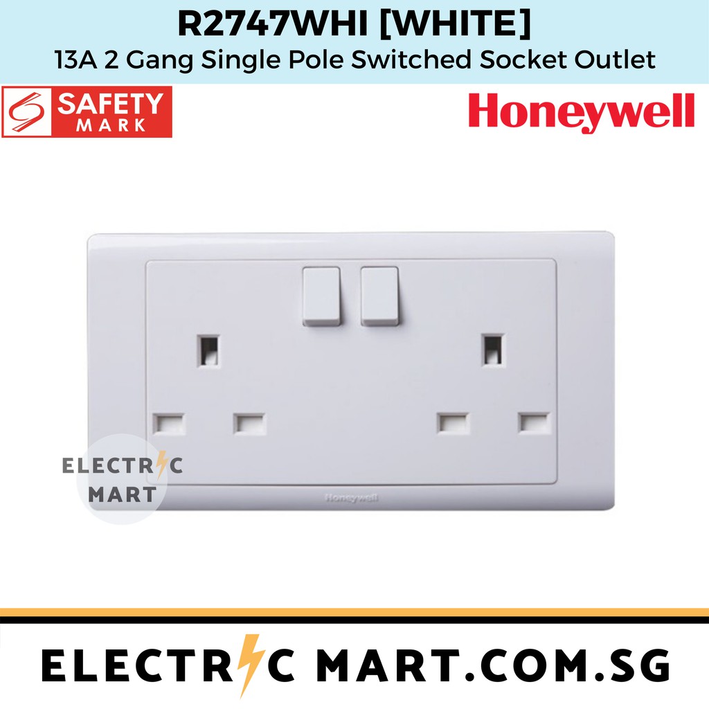 Honeywell R2747WHI 2 Gang 13A SP Switched Socket Outlet | Shopee Singapore
