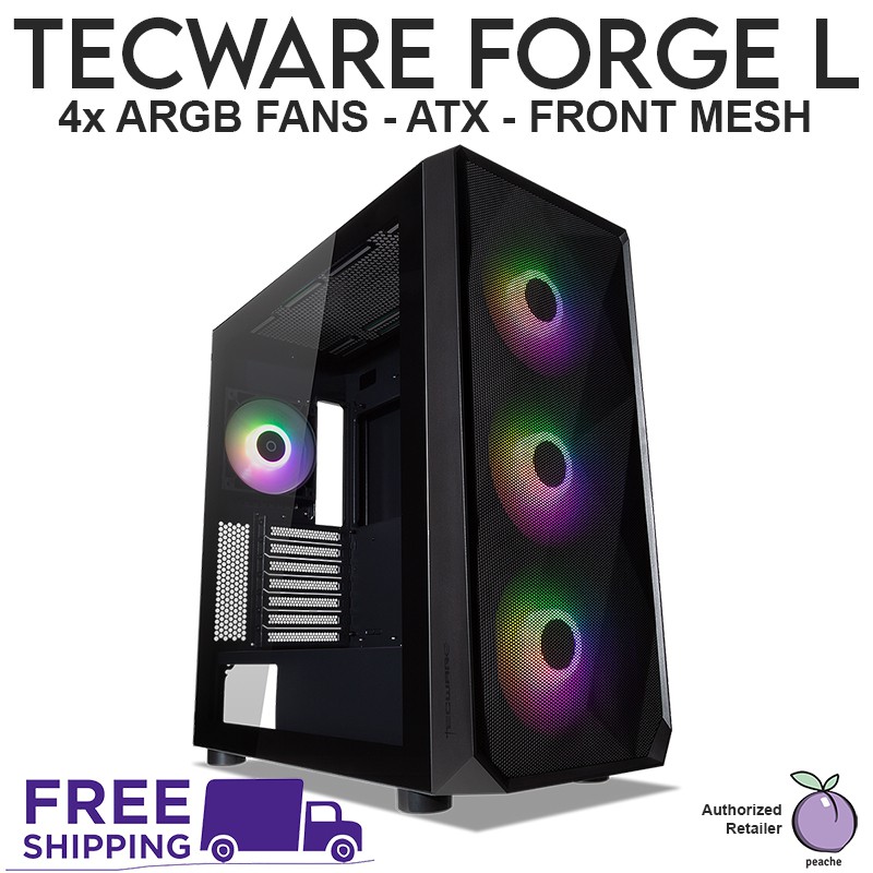 Tecware Forge L ATX PC Casing Case Chassis - BLACK - ARGB RGB Fans ...