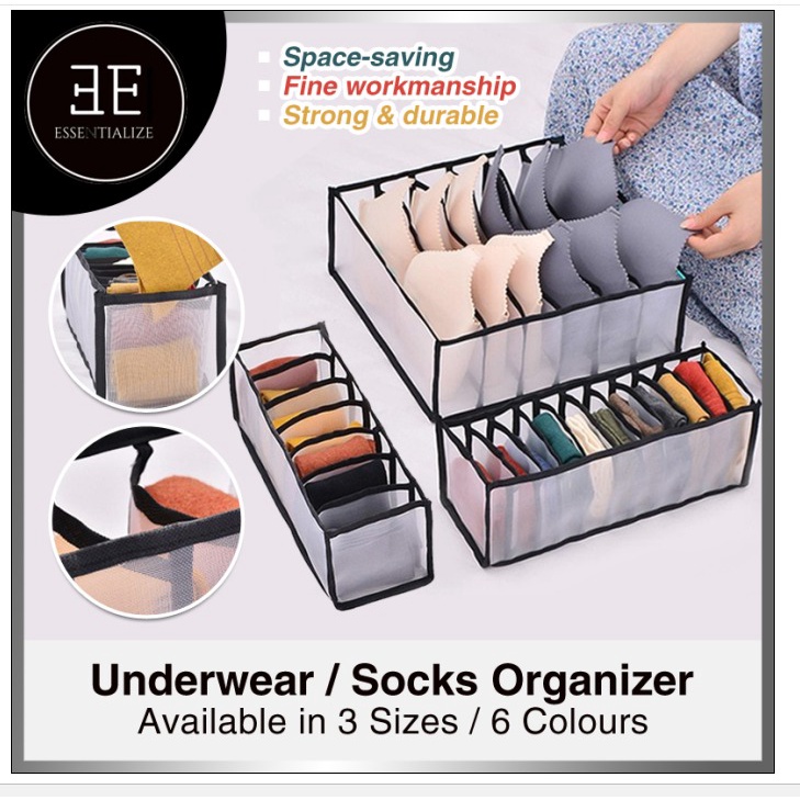 1/3pcs Underwear Storage Box Foldable Bra Socks Organizer Drawer Closet ...