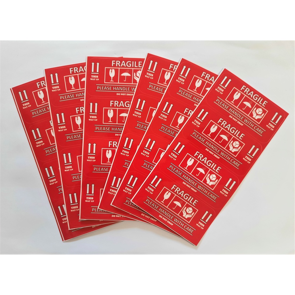 Fragile Label 4x8cm Warning 5 in 1 Sticker, Handle With Care, Do Not ...