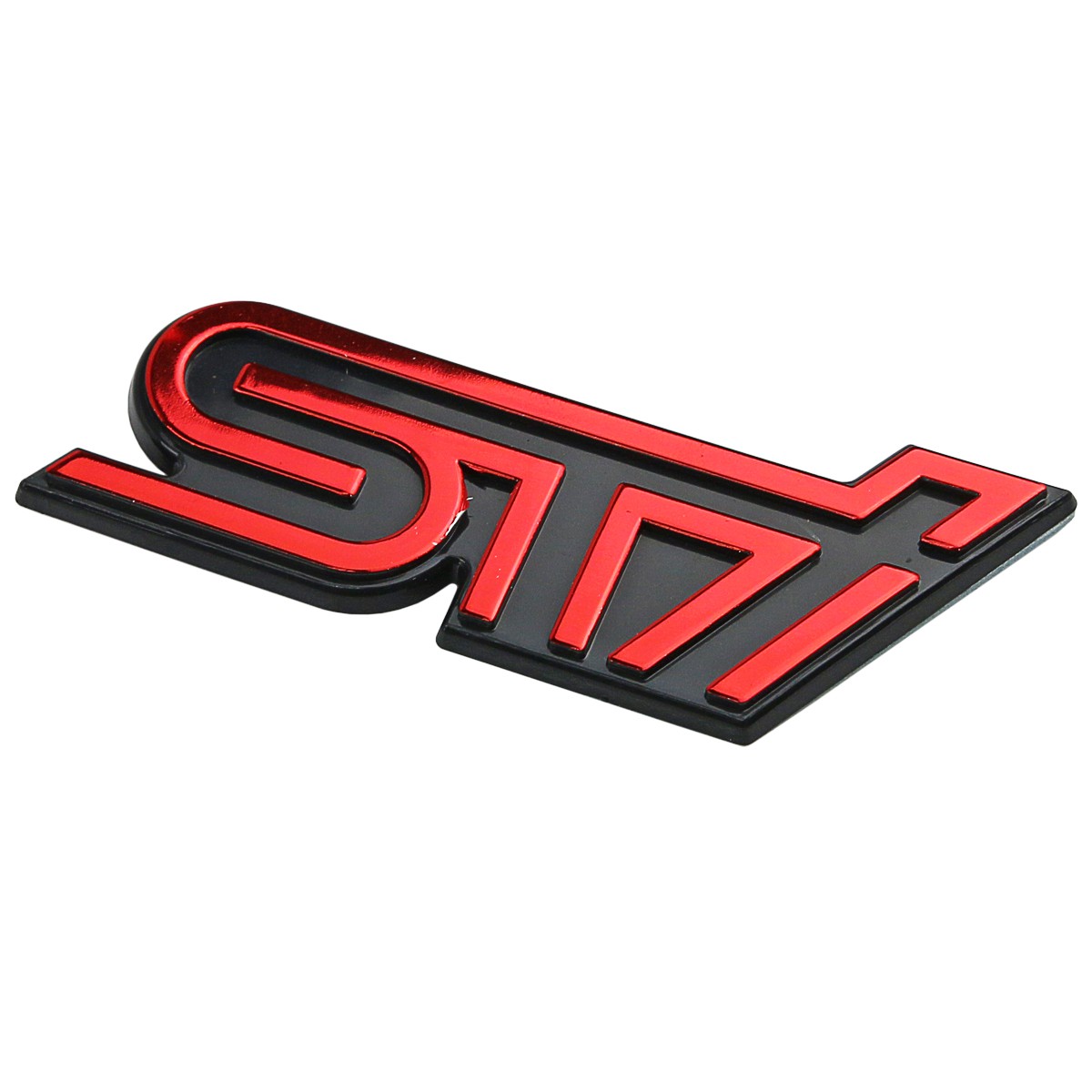Black Sti Logo Genuine Subaru STi Rear Boot Badge 01 07 Cherry Red