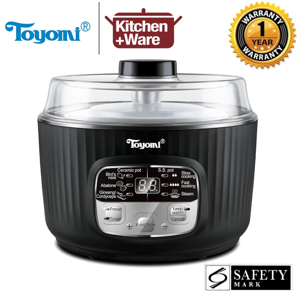 TOYOMI Double Boil Cooker 1.8L/Double Boiler Slow Cooker Stew Cooker ...