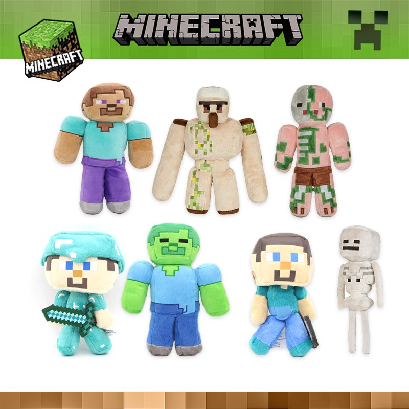 【Ready Stock】Minecraft Series Plush Toy Creeper Steve Enderman Zombie ...
