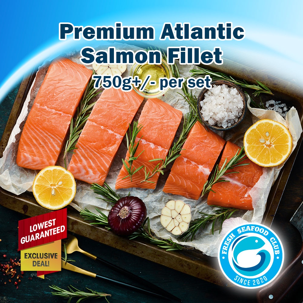 AAA Premium Atlantic Salmon Fillet, Gross Weight: 750g+/- per set (3 to ...