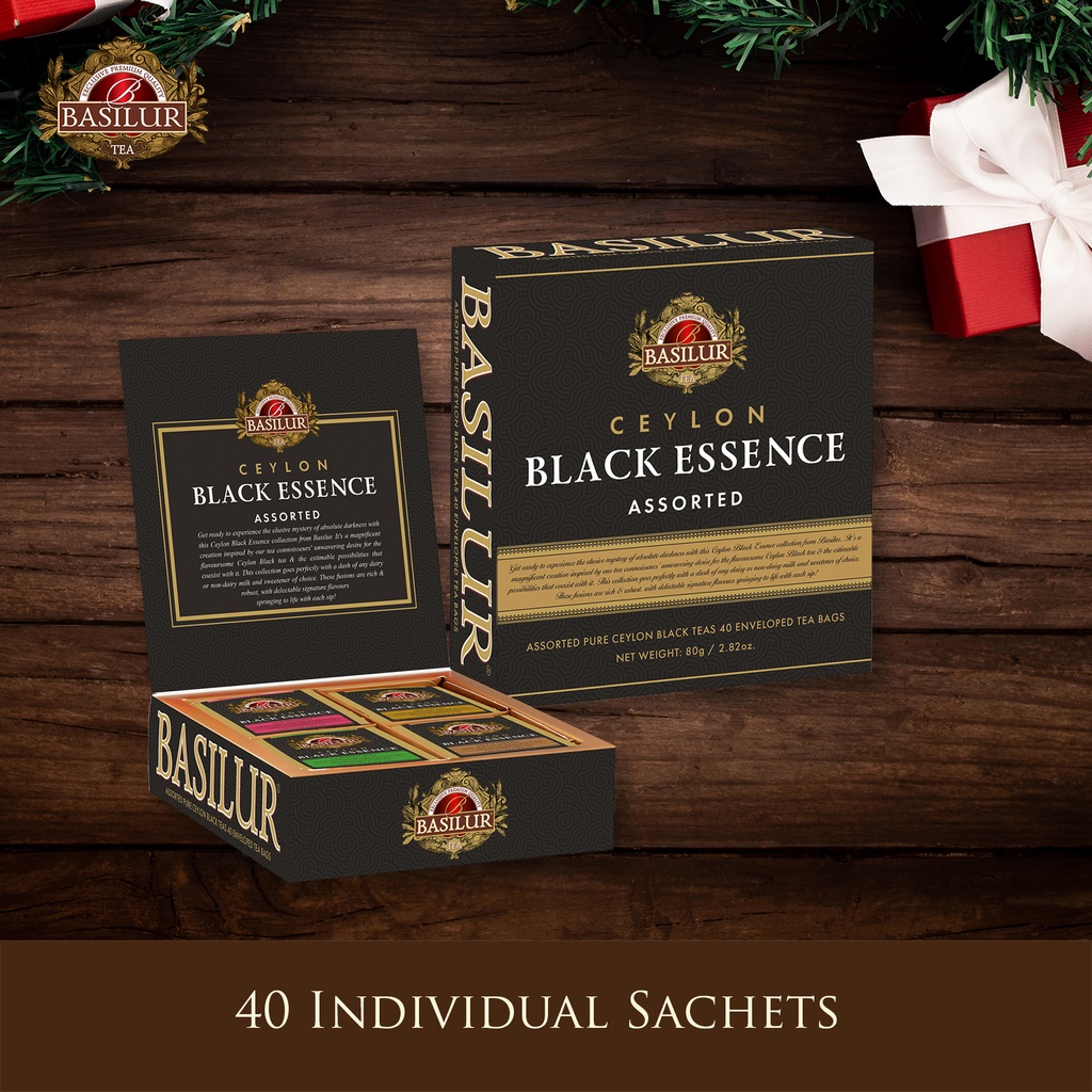Basilur Tea Ceylon Black Essence Assorted Gift Box (40 Sachets ...