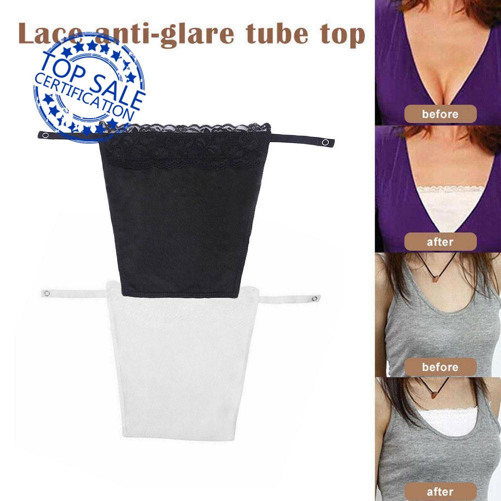 Ladies Lace Clip On Mock Camisole Bra Insert Overlay Modesty Panel Vest