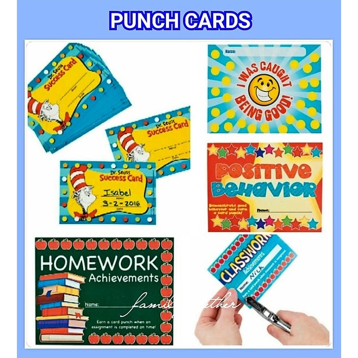 Motivational Punch Cards/ Reading/ Positive Behaviour/ Rewards ...