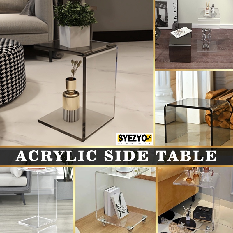 Syezyo Acrylic Side Table Transparent Multi Use Sofa Side Table Small ...
