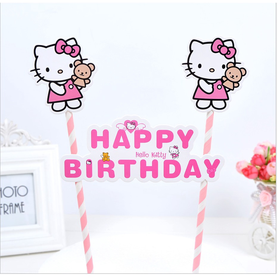 Rready Stock Hello Kitty Cake Topper Happy Birthday Party Festive ...