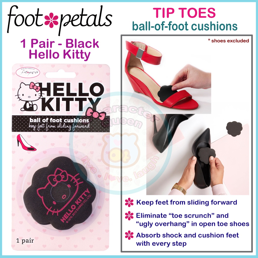 FOOT PETALS Tip Toes - HELLO KITTY Black (1 pair) | Ball-of-foot ...