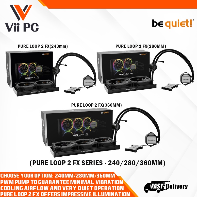 be quiet! Pure Loop 2 FX 240mm/280mm/360mm ARGB AIO Liquid CPU Cooler, ARGB illumination ...