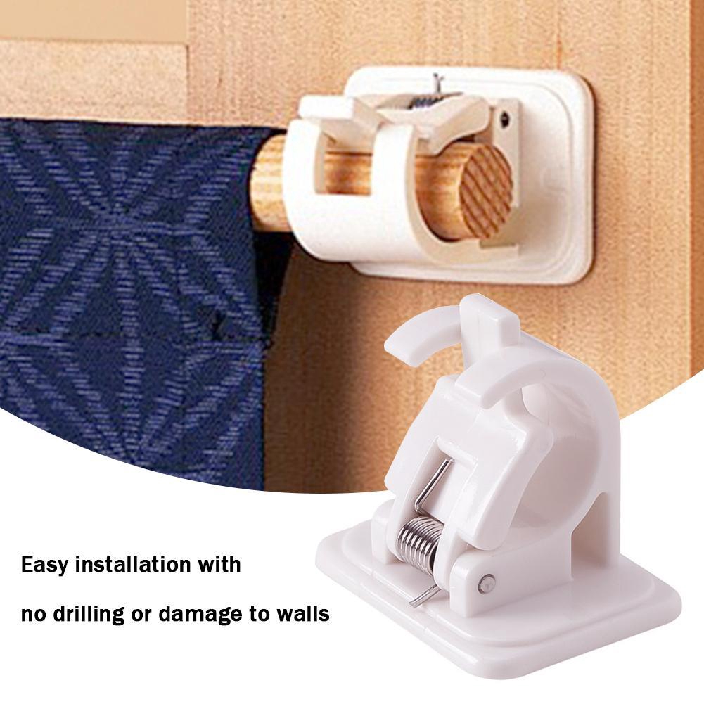 2 Pcs Hanging Rod Clip Adhesive / Nail-free Adjustable Rod Bracket ...